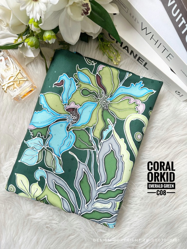 Coral Orkid - C08 [Emerald Green] - Naili Exclusive Legasi Batik